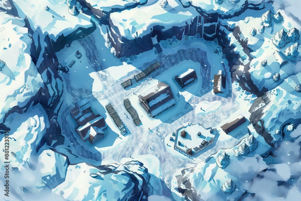 DnD Battlemap Arctic base battlemap for a snowy setting. Stock ...