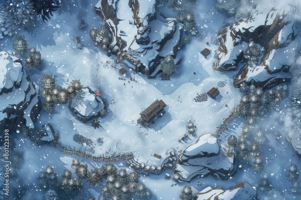 DnD Battlemap Arctic Base Map: A detailed battle map set in the Arctic ...