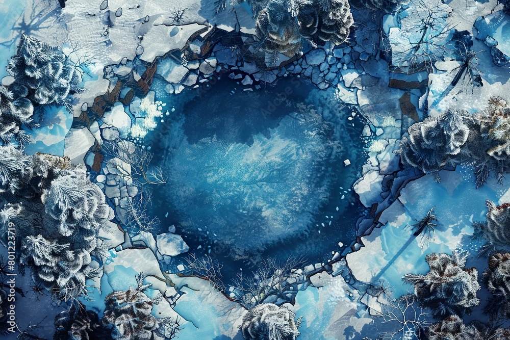 DnD Battlemap Frozen Lake Battlemap - A stylized frozen lake setting ...