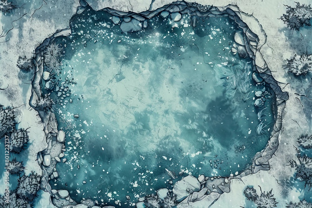 Ilustración de Stock DnD Battlemap Frozen Lake Battlemap. Detailed map ...