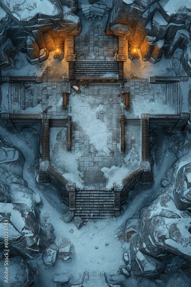 DnD Battlemap Battlemap with opened doors in frozen tundra. Stock ...