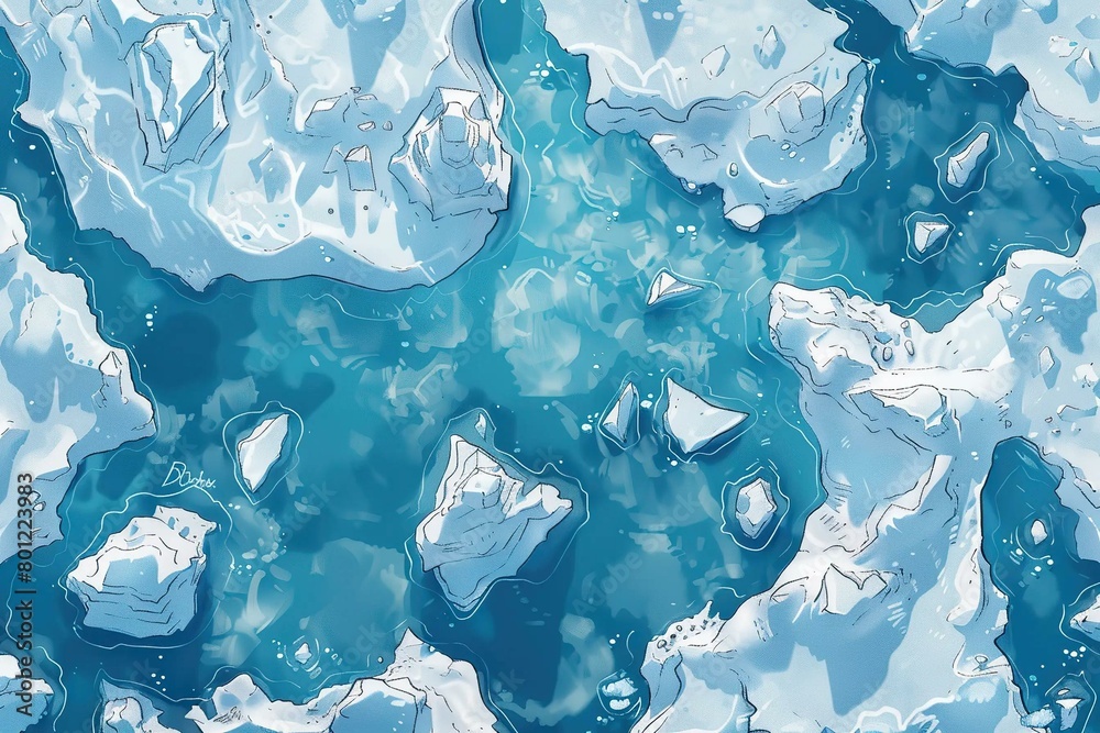 DnD Battlemap Iceberg Field - A battlemap of a frozen landscape with ...