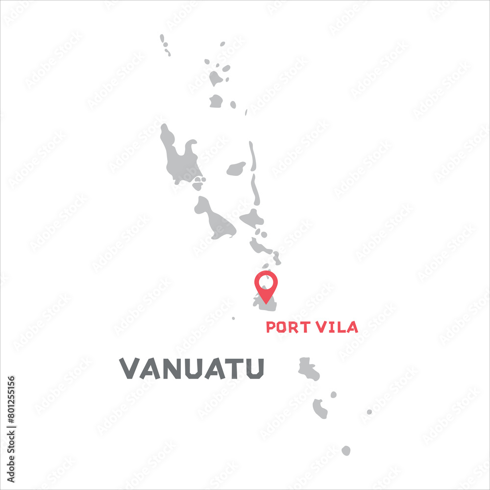 Vanuatu vector map illustration, country map silhouette with mark the ...