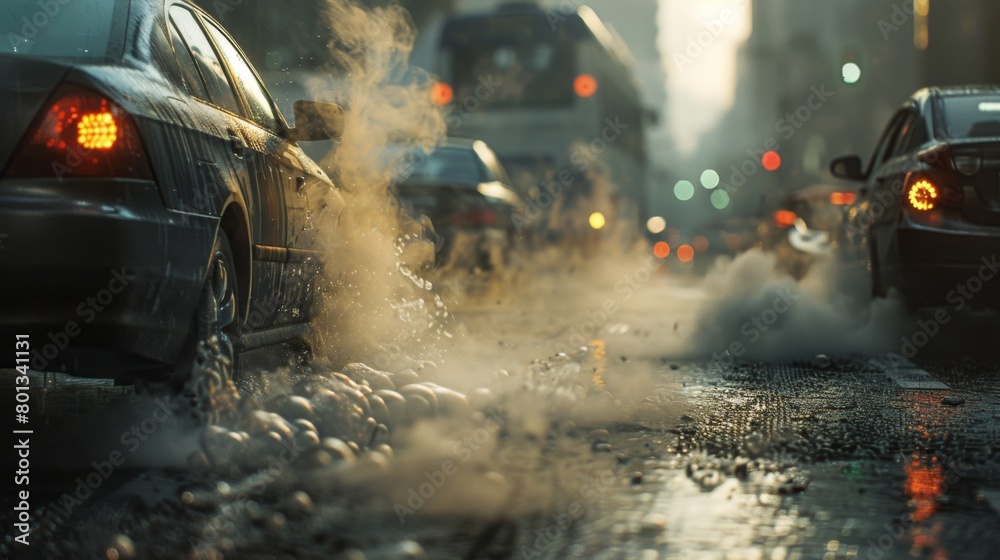 Vehicle Exhaust: A real photo shot of vehicles emitting exhaust fumes ...