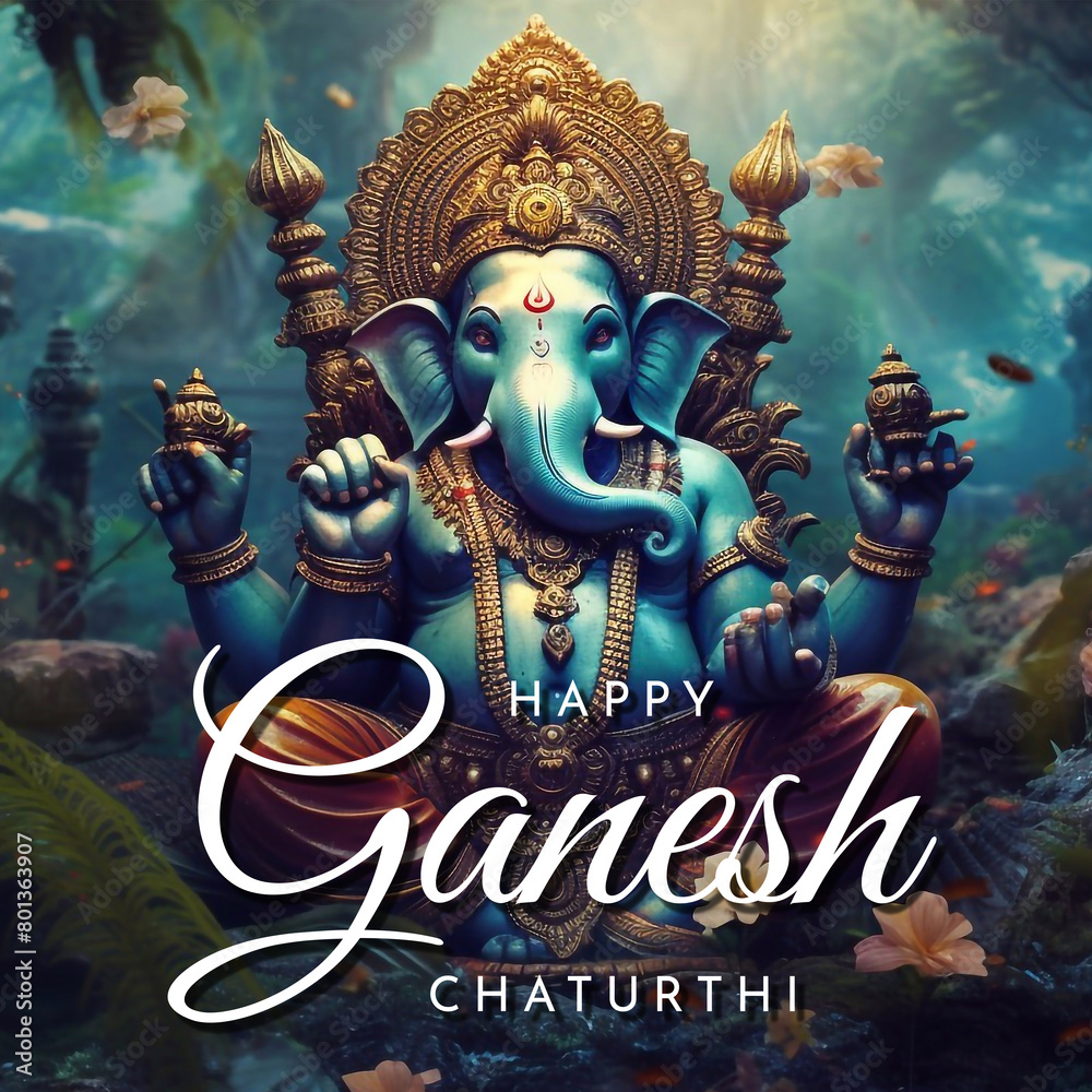 Lord ganesha sculpture on nature background. celebrate lord ganesha ...