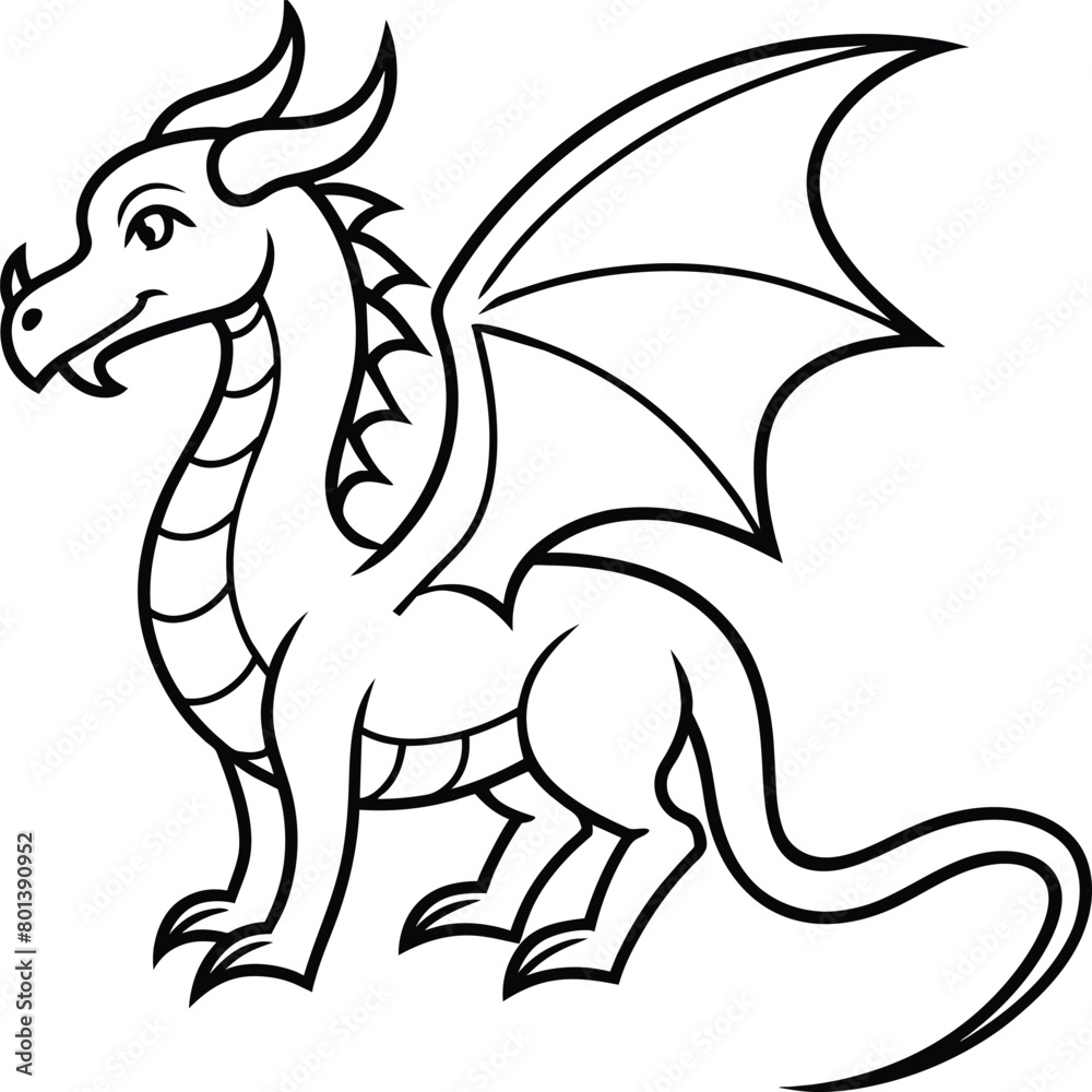 Dragon coloring pages. Dragons animal line art Stock Vector | Adobe Stock