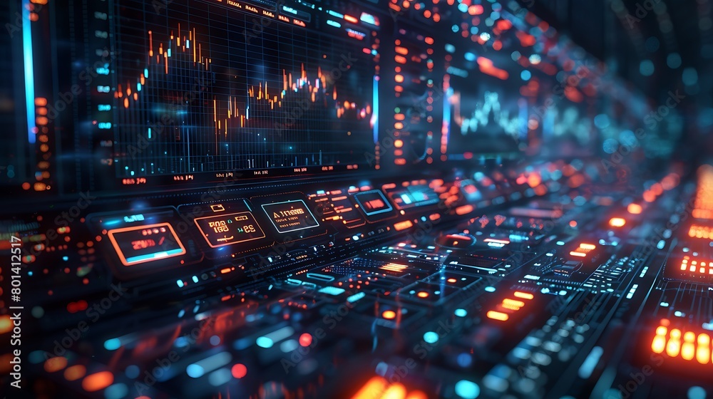 An immersive financial monitoring system portrayed as a futuristic ...