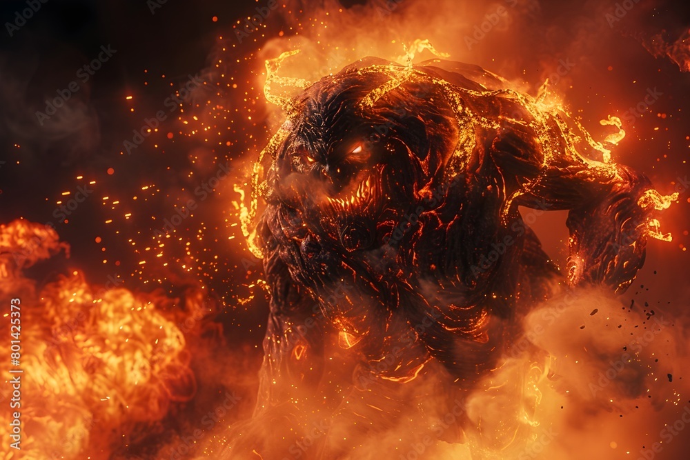 Demonic Entity Emerging from Hellfire in Twisted Contorted Form with ...