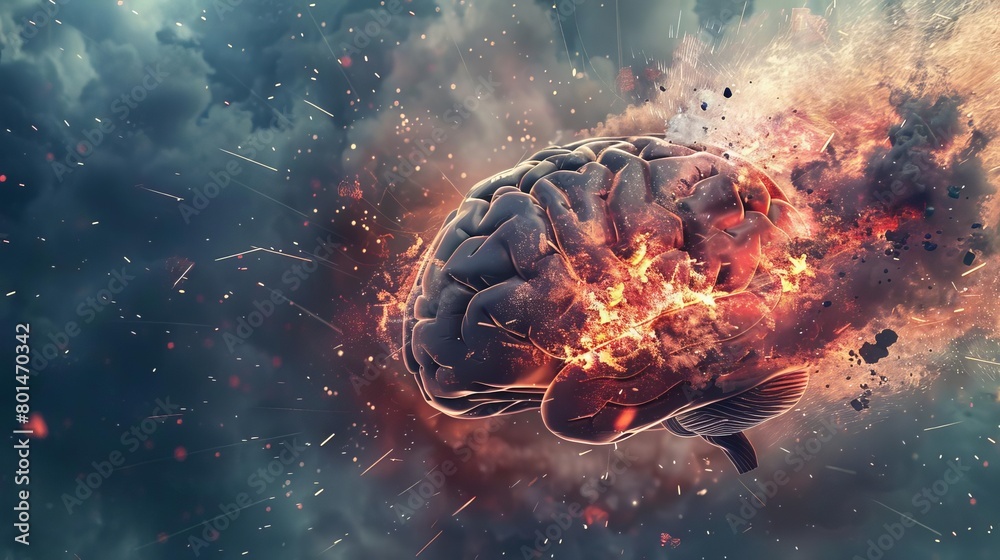 Stock-Illustration „information overload human brain exploding with ...