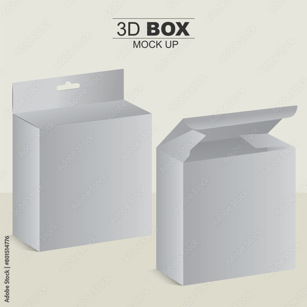 Hanging and Normal Packaging Box Mockup - White Product Package Box ...