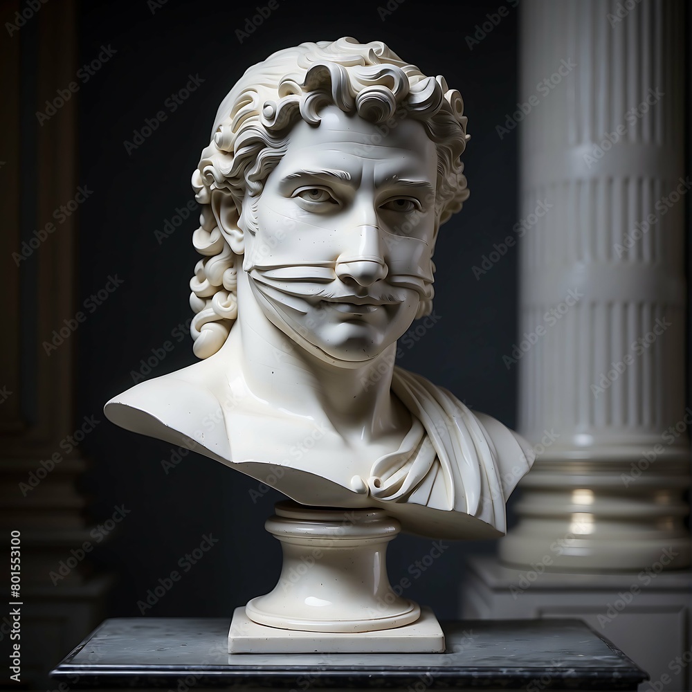 Typical bust of an antique man on a white background, isolate. Gypsum ...