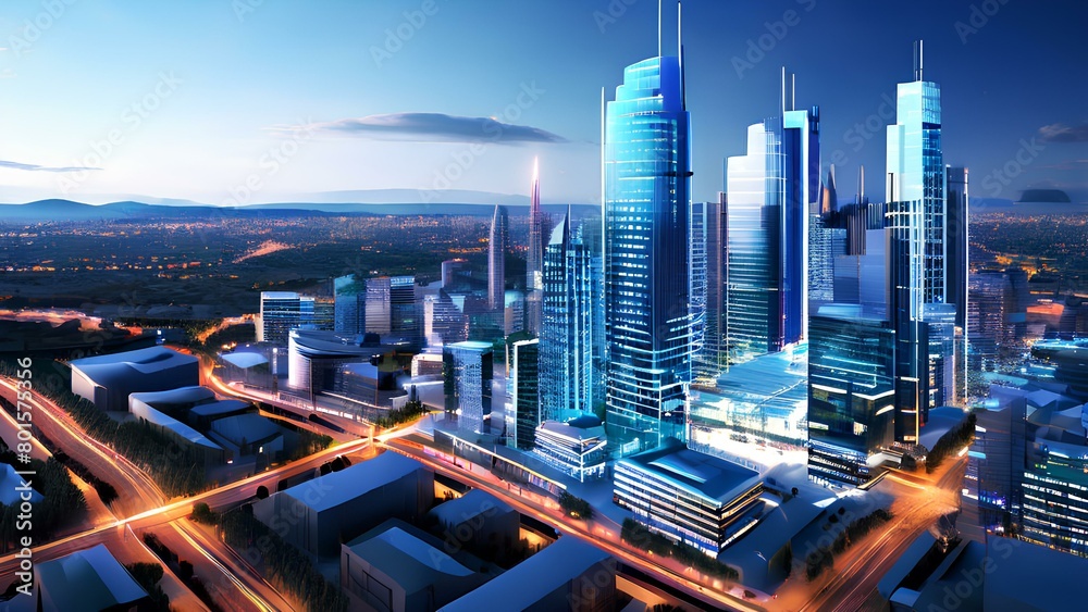 Smart cities visualizing urban development with 3d rendered ...
