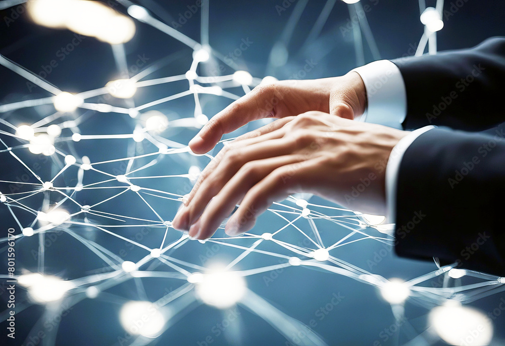 'Network screen touching office Man business work success connection ...