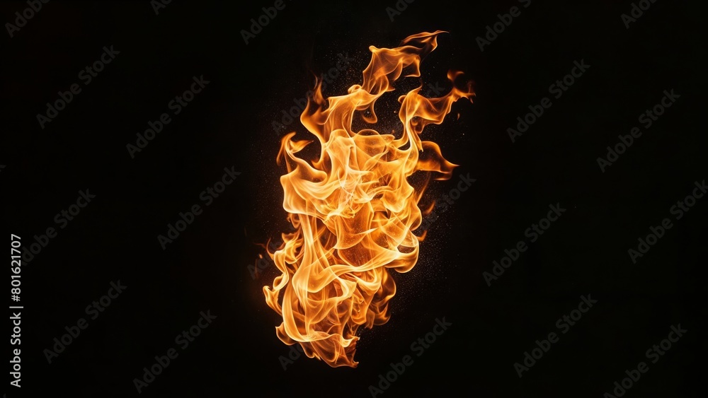 Close-up of a Single Flame, Black Backdrop, Hyperrealistic fire flames ...