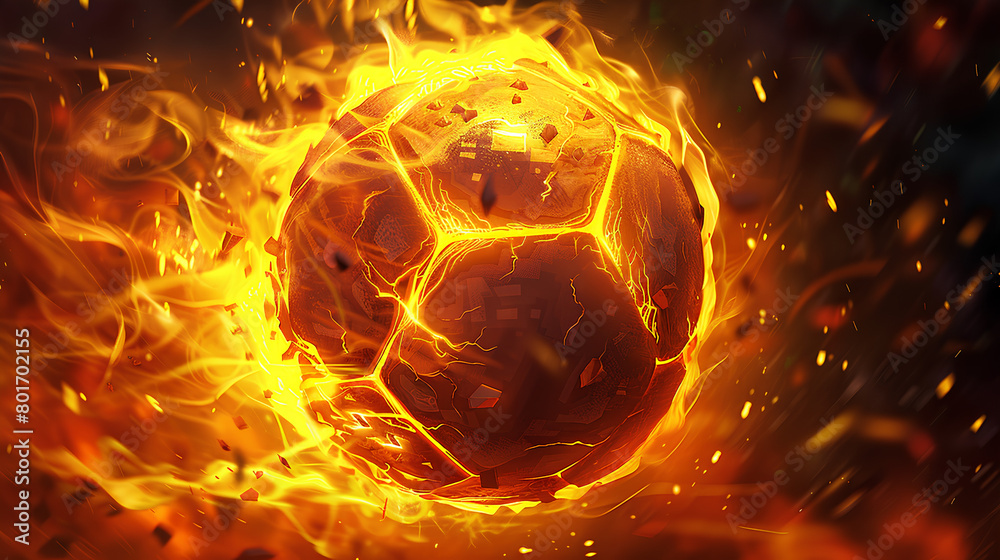 fiery football, fireball, beautiful, dark background, black background ...