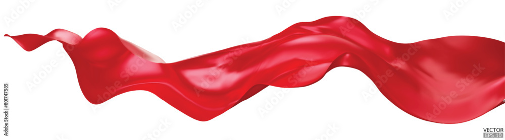 Flying red silk textile fabric flag background. Smooth elegant red ...