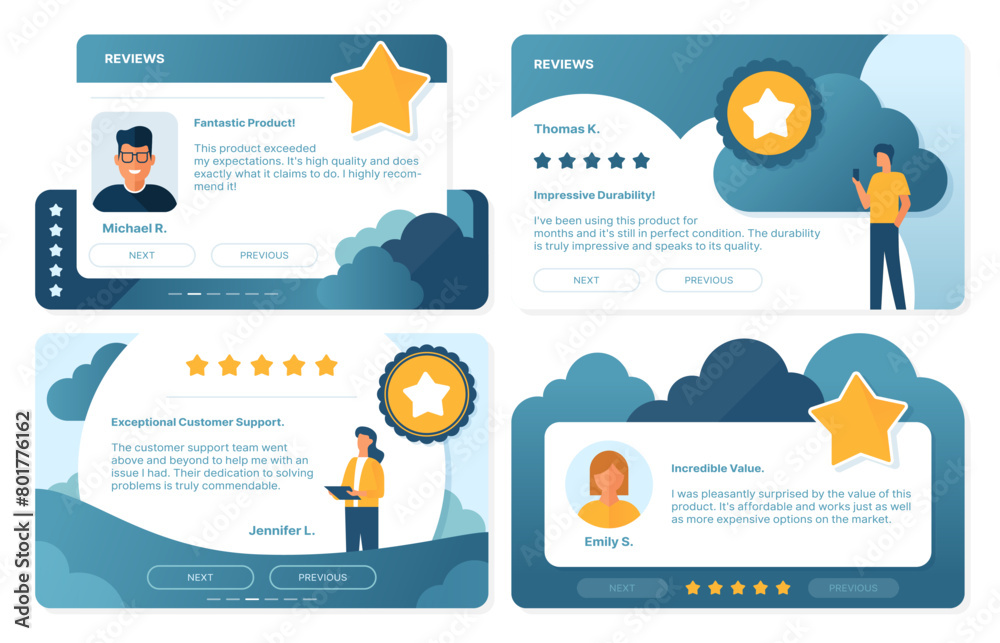 Vector de Stock Testimony review templates of customer feedback and ...