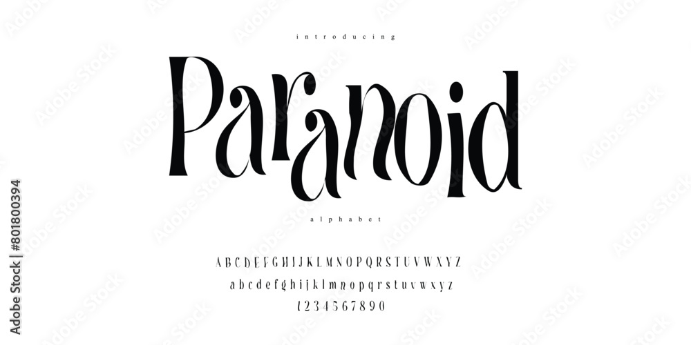 Paranoid Unique Sans Serif Font elegant alphabet letters set. Exclusive ...