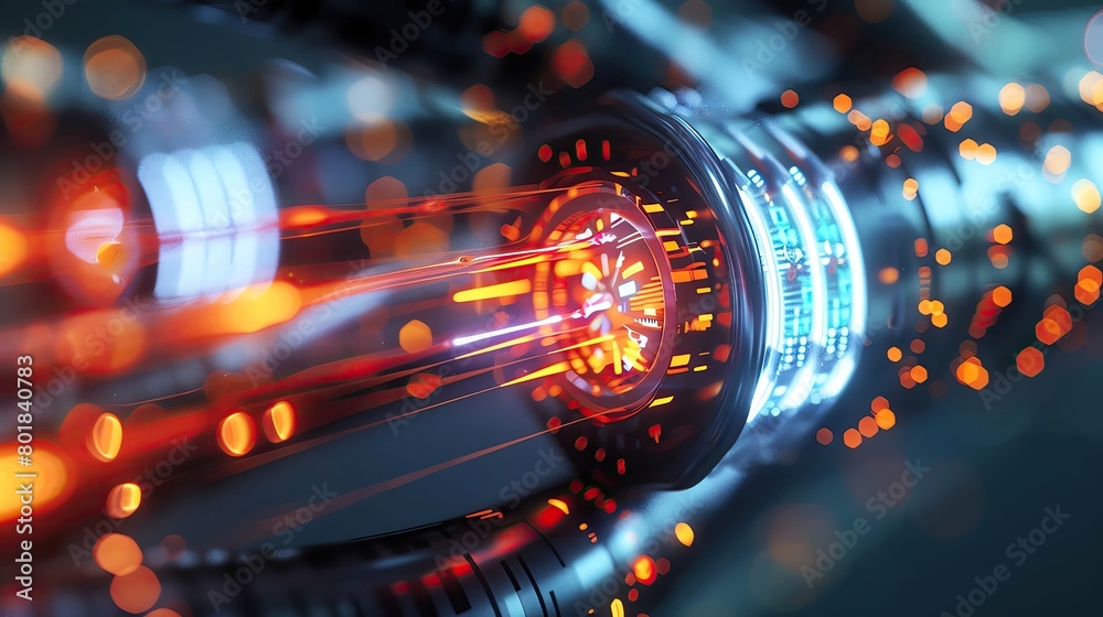 Hyper detailed image of a cross section of a smart cable transmitting ...