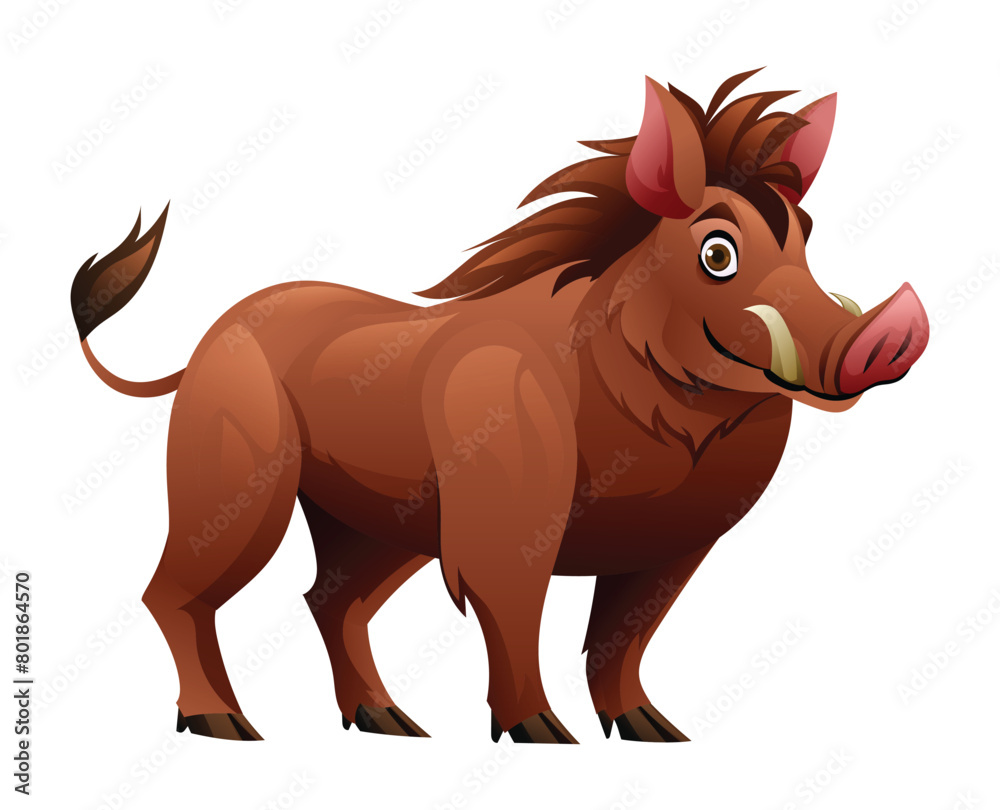 Wild boar cartoon vector illustration isolated on white background ...