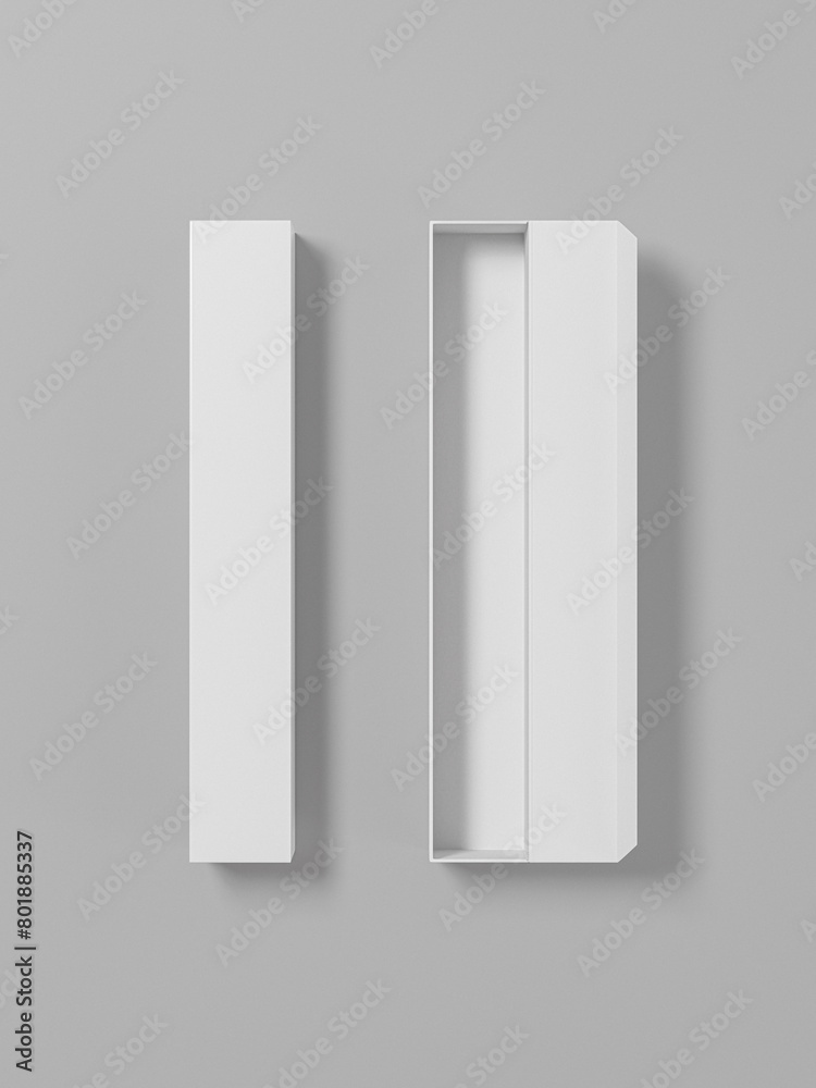 Top view of tall box mockup, flip open lid rigid box mockup on isolated ...