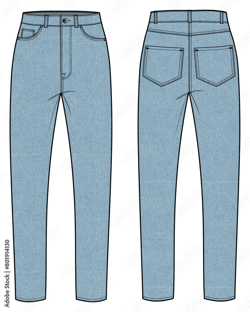 Stock-Vektorgrafik „Women’s Jeans , Denim Jacket, Front and Back View ...