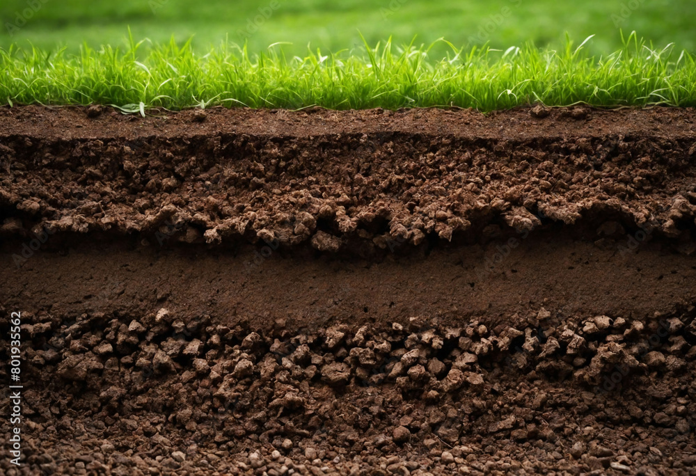 Underground soil layer of cross section earth, erosion ground with ...