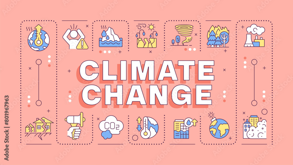 Vector de Stock Climate change coral pink word concept. Industrial ...