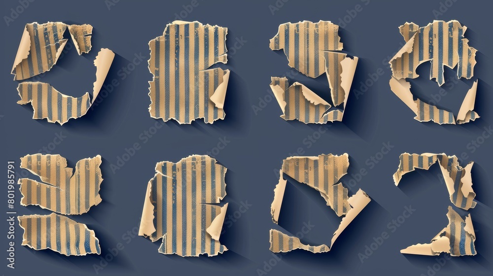 Modern illustration of torn barcode paper sticker labels. Damaged ...