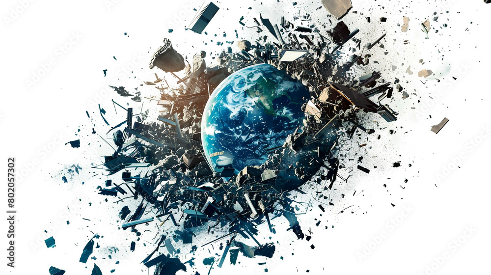 Space Debris Isolated on White Background. Dangerous Junk Orbiting ...