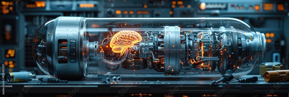 The human brain connects machine,Brain function symbol, and psychology ...