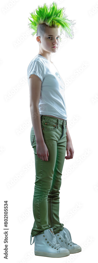 Young teenager girl with green mohawk hairstyle . Clipart PNG image ...