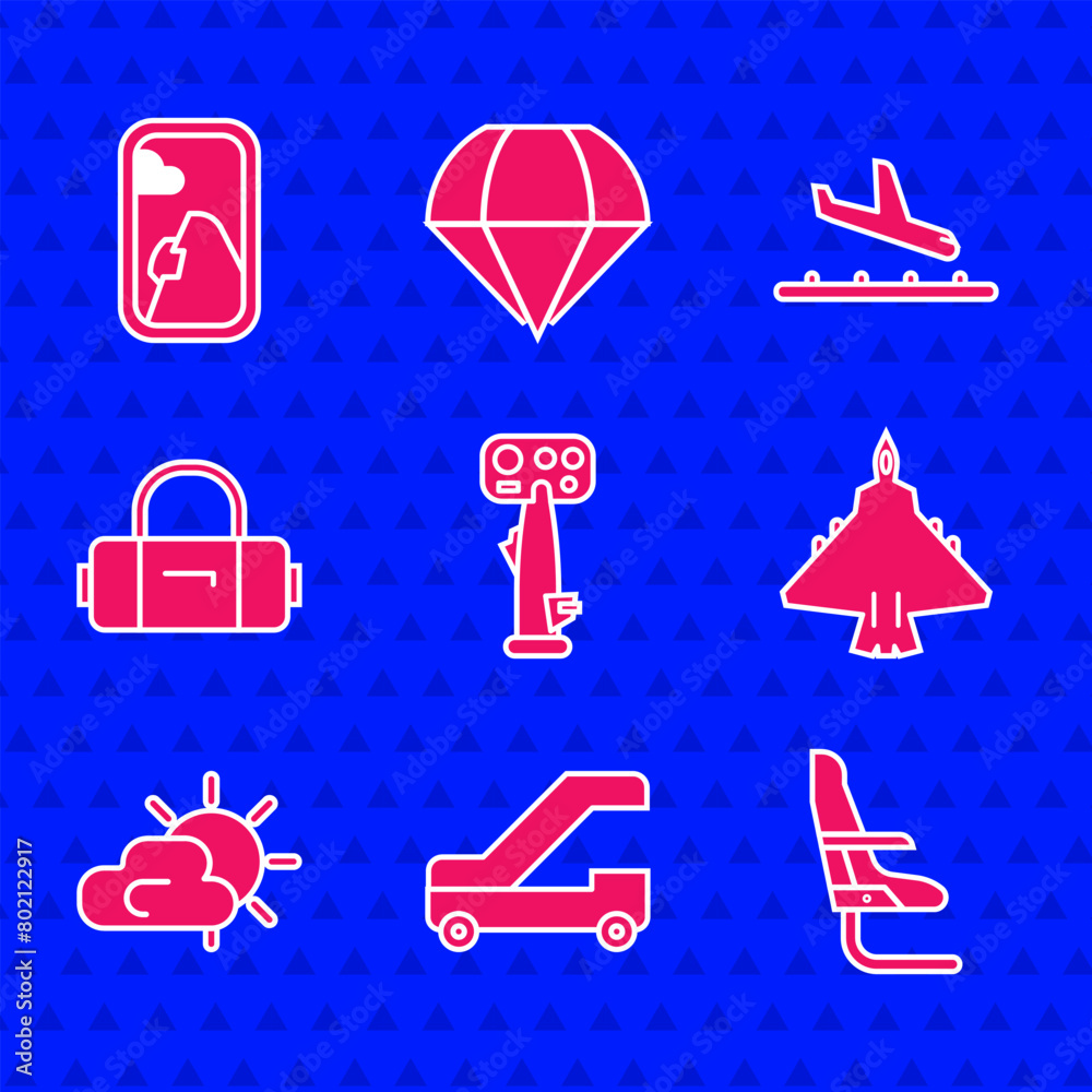 Set Aircraft steering helm, Passenger ladder for plane boarding ...