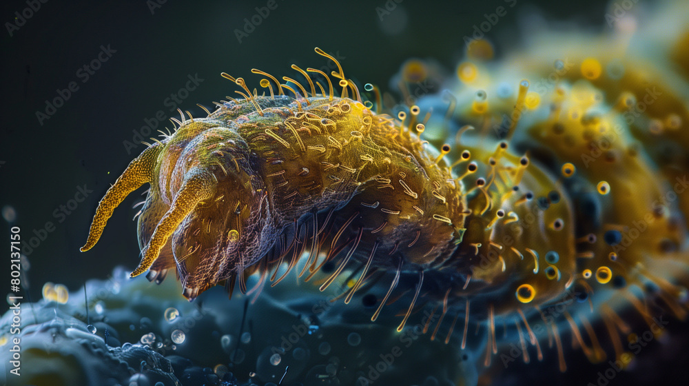 A vivid color image captured through the lens of a powerful microscope ...