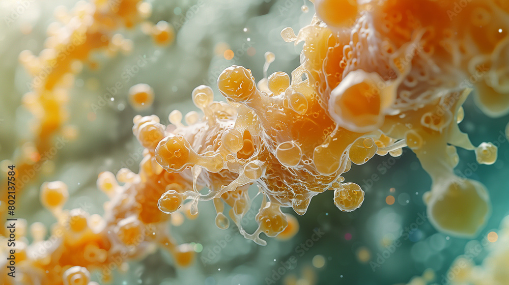 A vivid color image captured through the lens of a powerful microscope ...