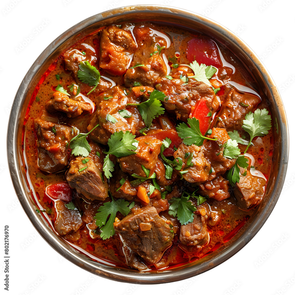Rogan Josh Food Dish top view isolated on a transparent background ...