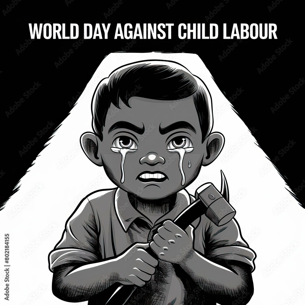 World day against child labour, vector. illustration, World day against ...