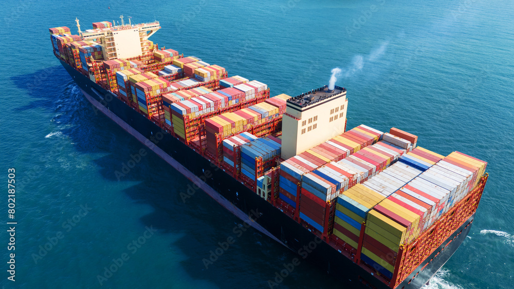 Stern Cargo Container ship the ocean ship carrying container and ...