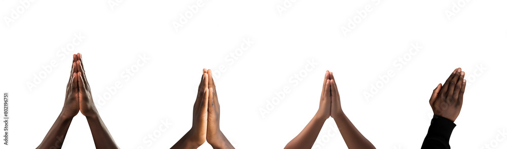 African american Praying hands collection. Set of praying people ...