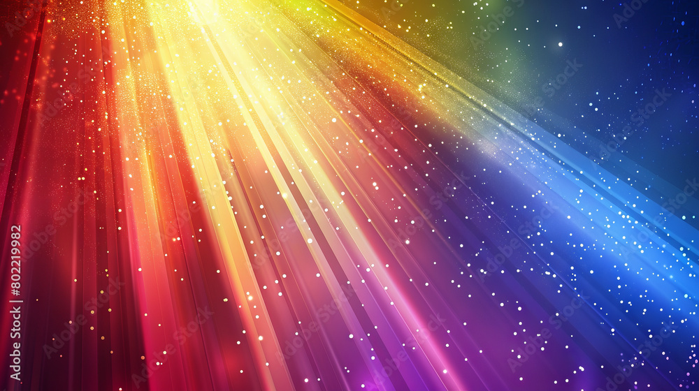 Vibrant rainbow light rays with floating particles on a dynamic ...