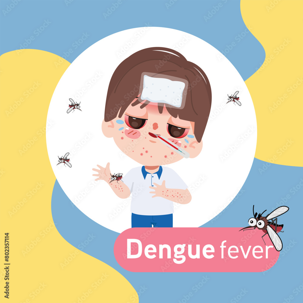 Dengue fever. Boy high fever and a red rash on her arms. children ...