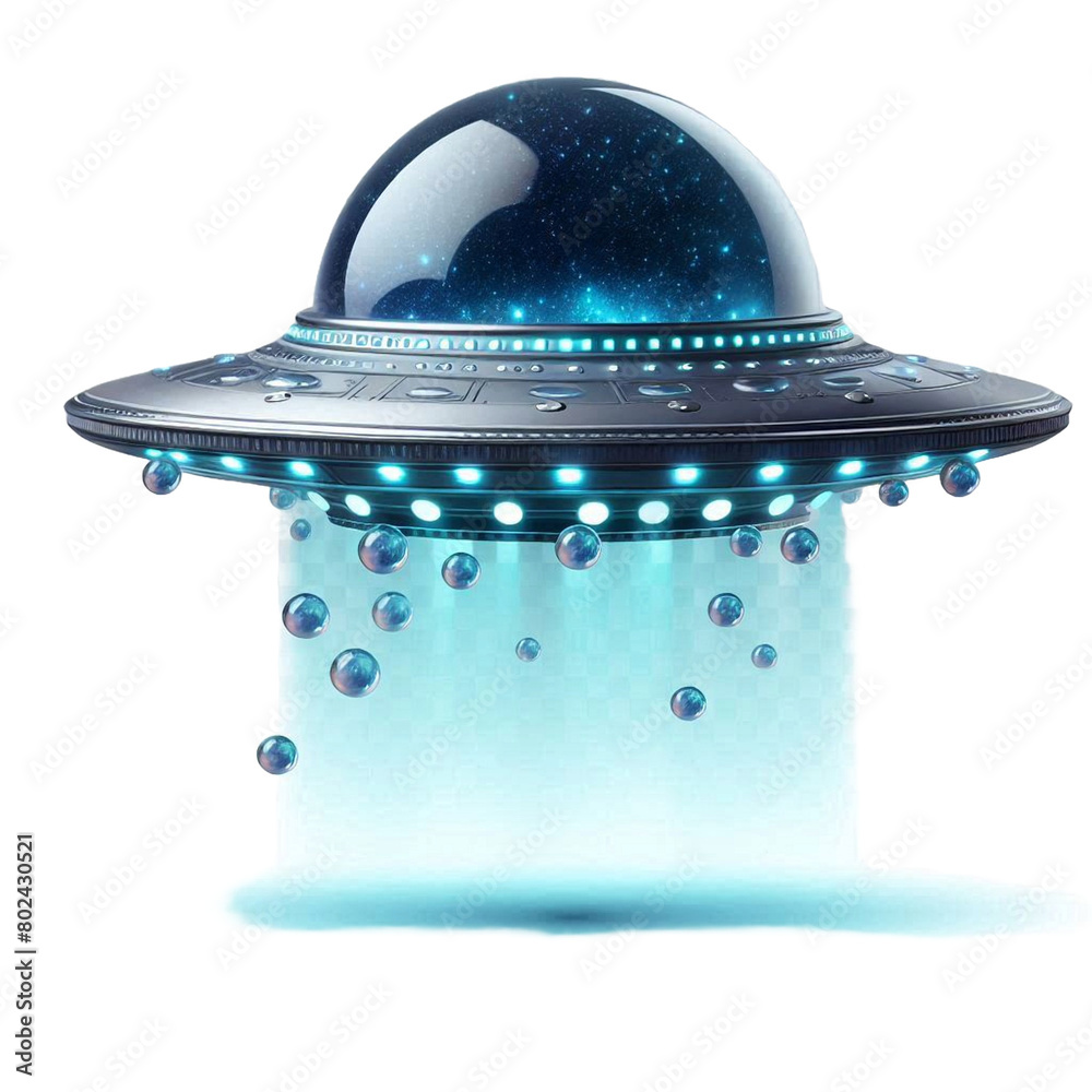 ufo in space vector cartoon illustration isolated on transparent background - Generative AI ...