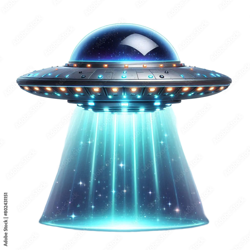 ufo in space vector cartoon illustration isolated on transparent background - Generative AI ...