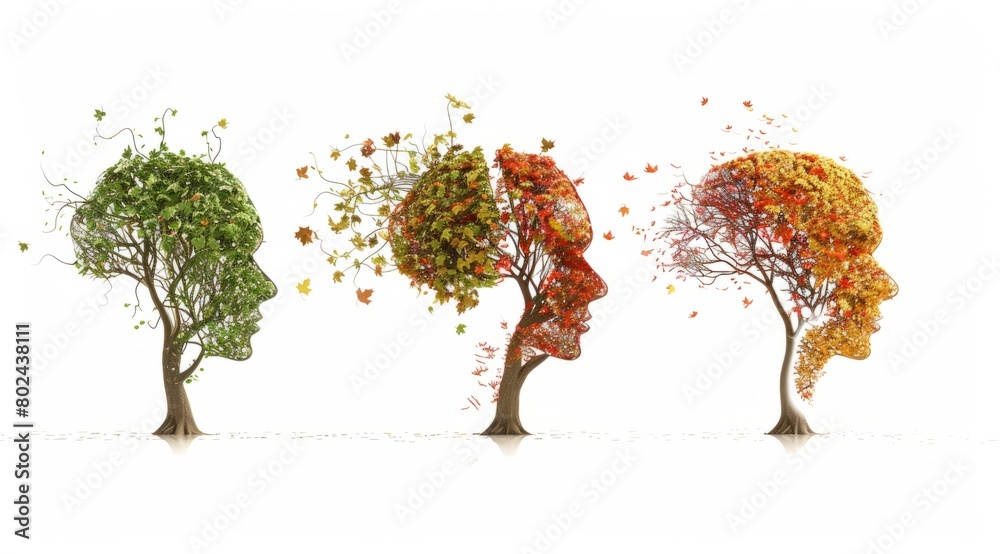 Three tree shapes like human heads, . Each of them symbolizes different ...