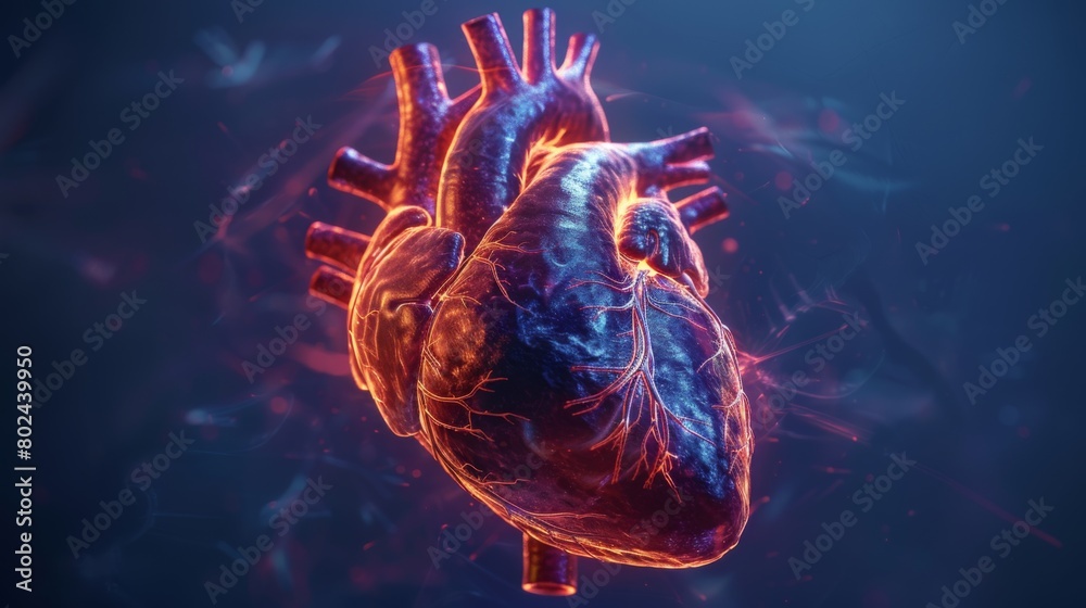 3D rendering image illustrating common congenital heart defects such as ...