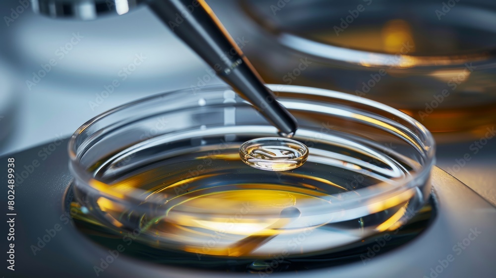 Modern IVF micromanipulator with Petri Dish in the laboratory of the in ...