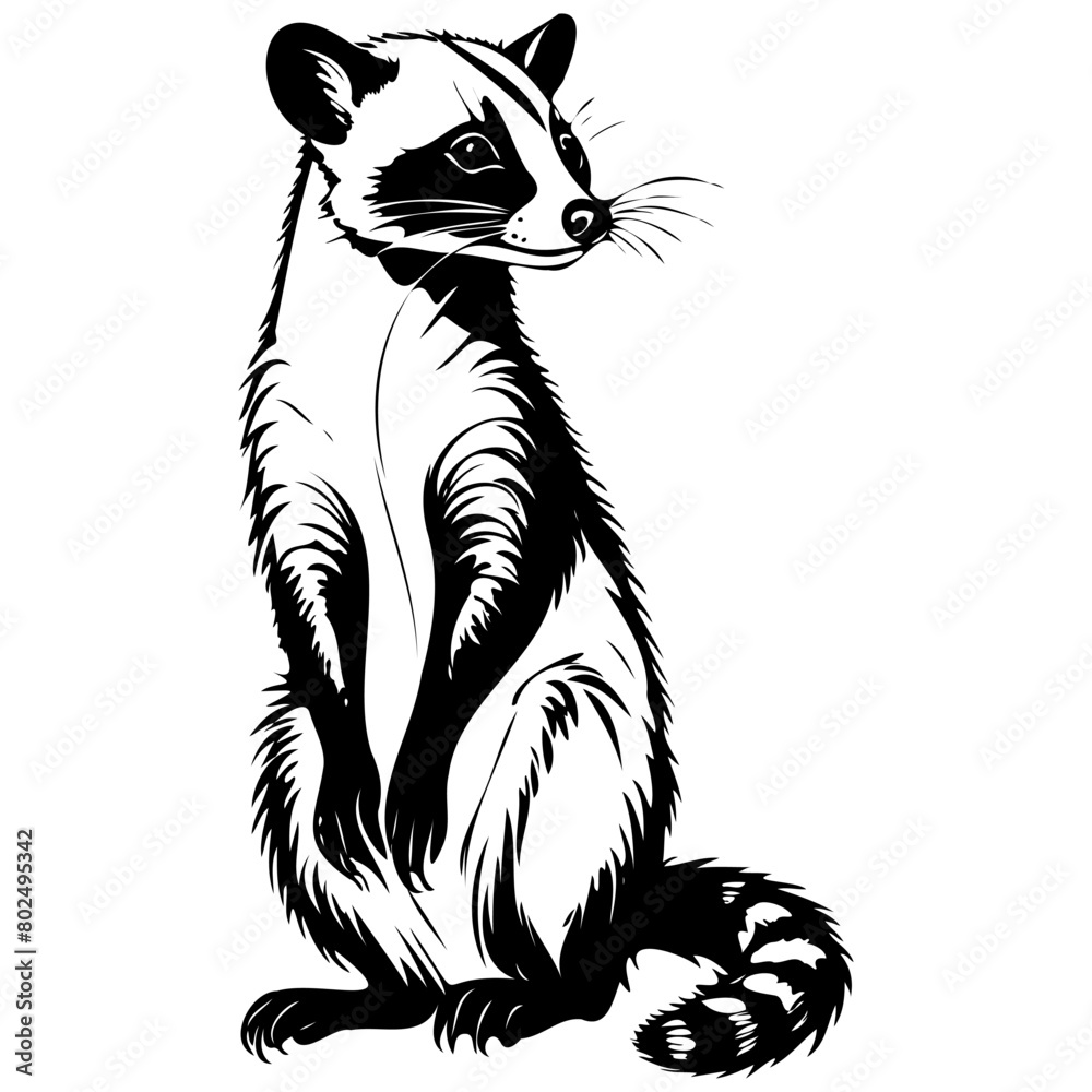 Drawing of Asian Palm Civet sitting drawing, realistic hand drawing ...