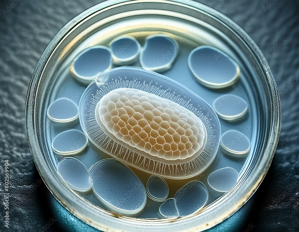 Bacteria under a microscope. 3d rendered illustration of a bacteria. E ...