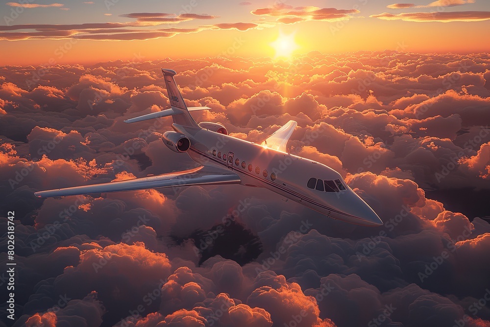 "Aircraft Soaring Above Sunset Clouds: Realistic CGI Rendering with ...