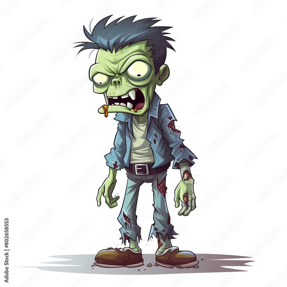 2D character design zombie, cartoon game, full body, single object,2d ...